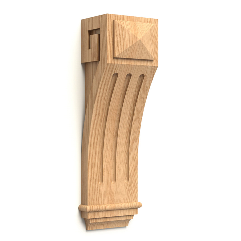 Decorative large wood corbels with flutes art deco from hardwood