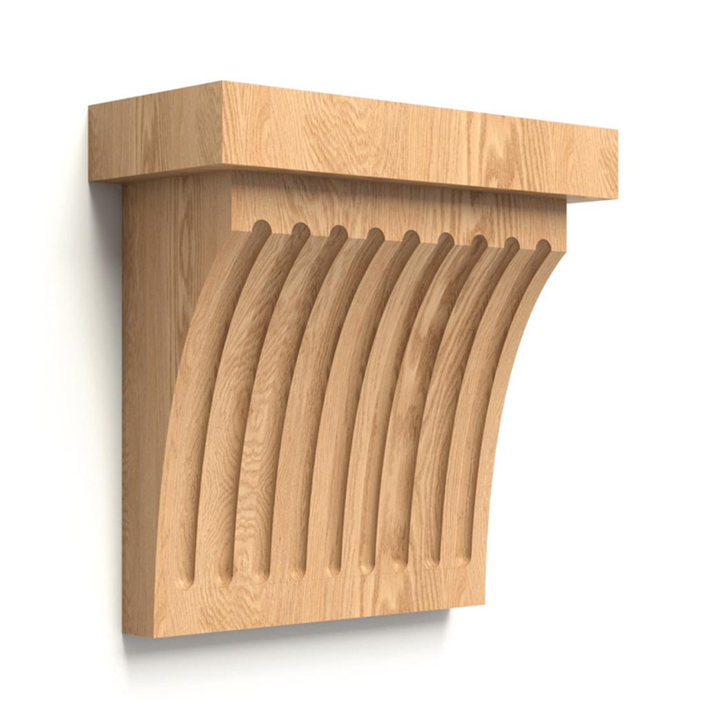 Carved wall corbels square fluted from oak Classic for interiors