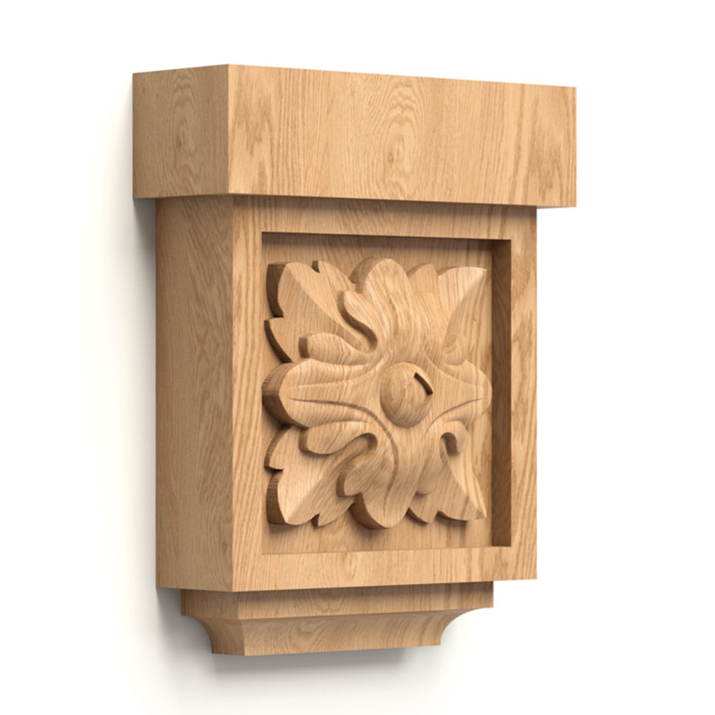 Hardwood carved corbels square floral for pilaster decoration