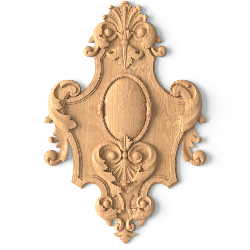 Wooden Cartouche Onlay | Classic Oval Shield