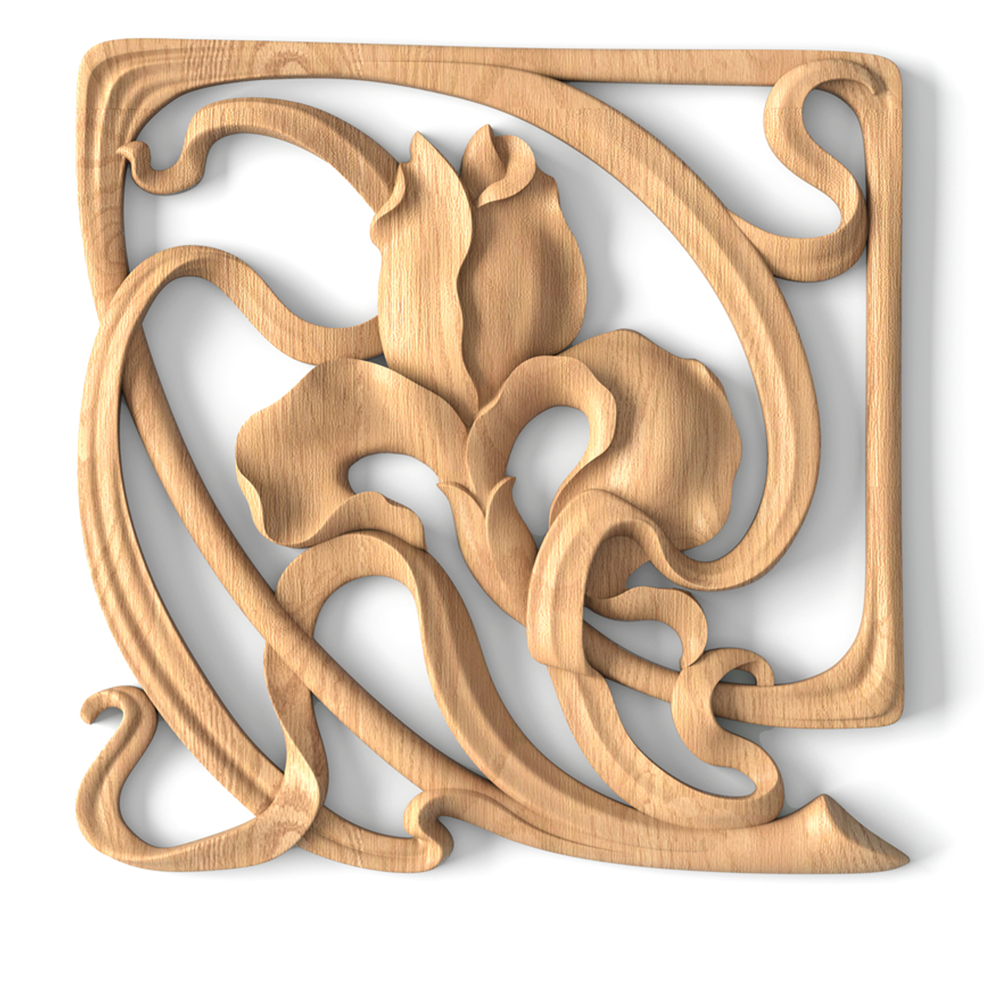 Wood Iris Square Applique Modern Gothic Interior Design