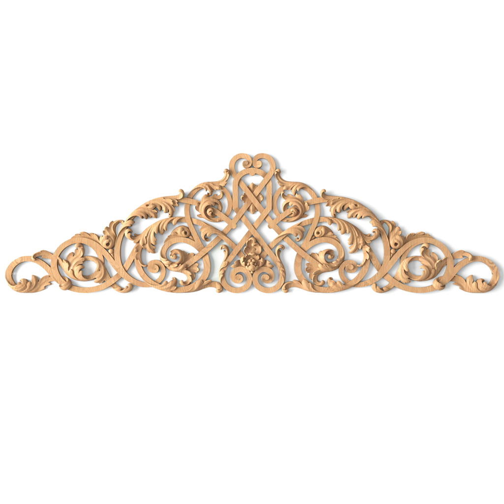 Classical scroll onlay, Openwork wood carved decor